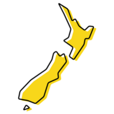 Yellow Outline Map Of New Zealand Sticker