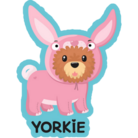 Yorkie Pink Rabbit Sticker