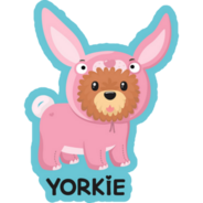 Yorkie Pink Rabbit Sticker