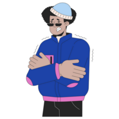 Young Man Shivering From Cold Weather Sticker