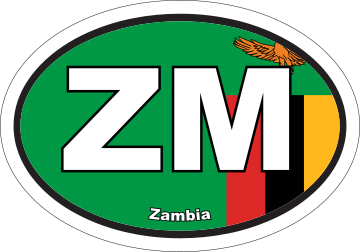 Zambia Zm Flag Oval Sticker - 50+ Color Options!