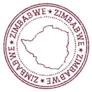 Zimbabwe Round Rubber Stamp Sticker