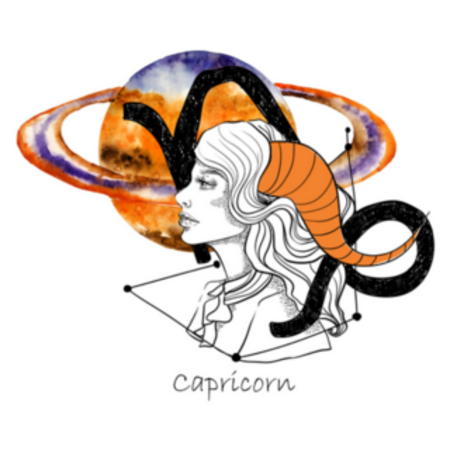 Zodiac Capricorn Girl With Horns Against Saturn Sticker