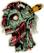 Zombie Head With Screwdriver Sticker