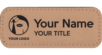 Custom Faux Leather Name Tags - Printed & Engraved
