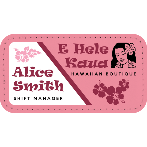 Custom Large Faux Leather Name Tag for a Boutique