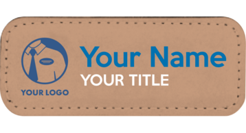 Custom Faux Leather Name Tags - Printed & Engraved
