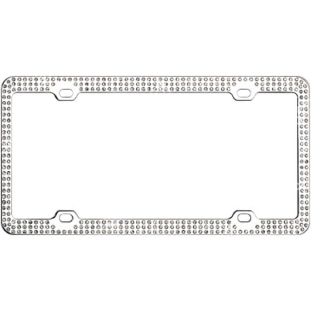 Diamond Studded License Plate Frame with Chrome Finish