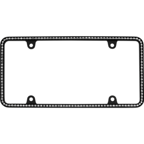 Black Matte White Diamonds Bling License Plate Frame