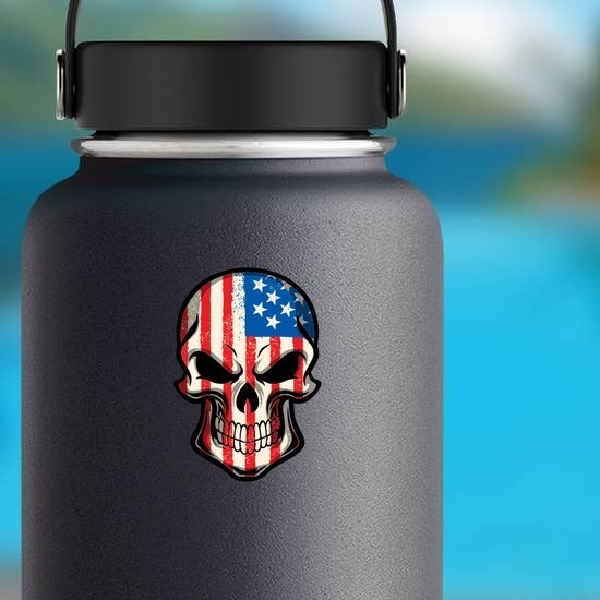 American Flag Skull Sticker