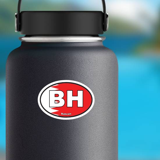 Bahrain Bh Flag Oval Sticker