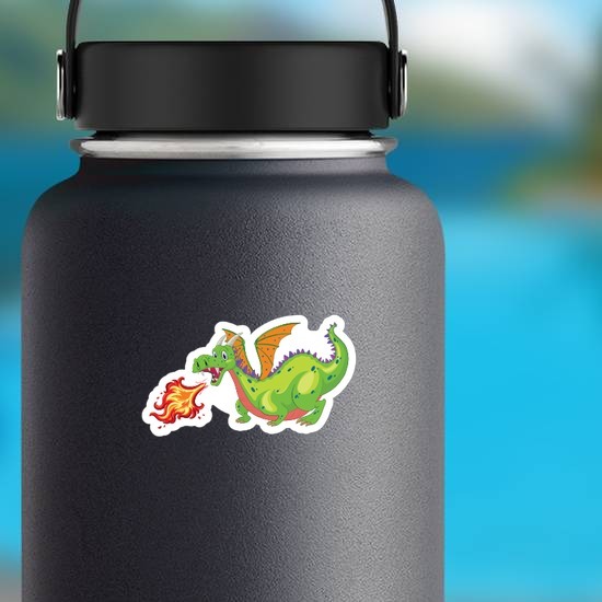 Cute Green Fire Breathing Dragon Sticker