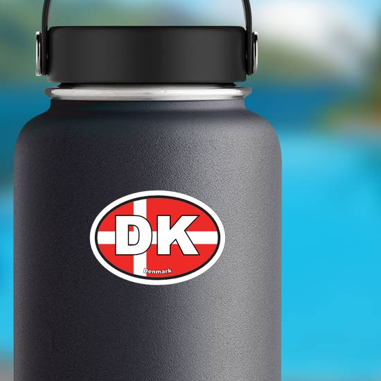 Denmark Dk Flag Oval Sticker