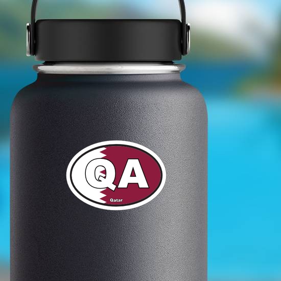 Qatar Qa Flag Oval Sticker