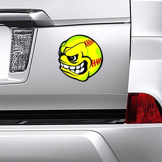 Softball With Angry Face Magnet