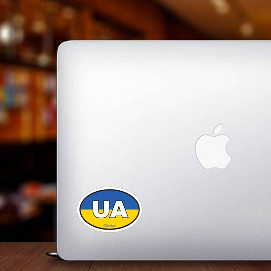 Ukraine Ua Flag Oval Sticker
