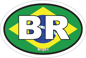 Brazil Br Flag Oval Sticker