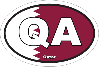 Qatar Qa Flag Oval Sticker