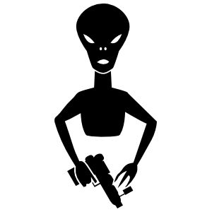 Alien Holding A Gun Sticker