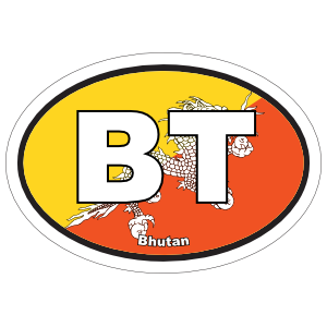 Bhutan BT Flag Oval Sticker