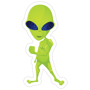 Buff Green Alien Sticker
