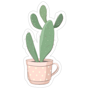 Cactus in Pink Polka Dot Mug Sticker