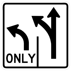 Left Lane Left Turn Only Sticker