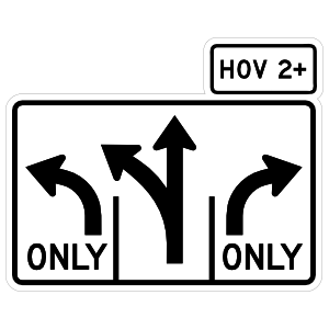 Left Only, Straight And Left, Right Only, Hov 2+ Sticker