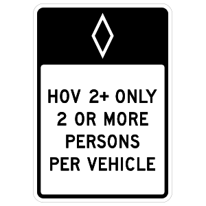 Hov 2+ Only 2 Or More Persons Per Vehicle Magnet
