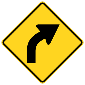 Right Curve Warning Sticker