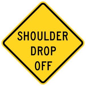 Warning Shoulder Drop Off Sticker