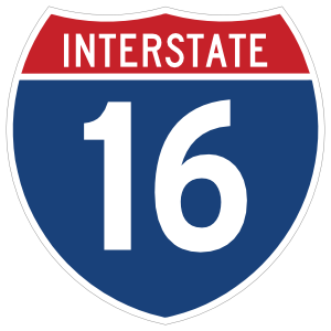 Interstate 16 Sign Sticker