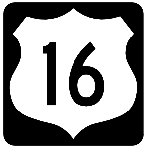 Highway 16 Sign With Black Border Sticker