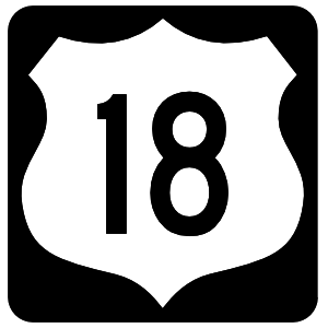 Highway 18 Sign With Black Border Sticker