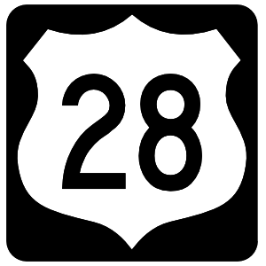 Highway 28 Sign With Black Border Sticker