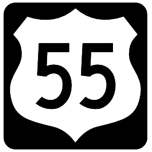 Highway 55 Sign With Black Border Magnet