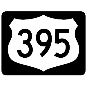 Highway 395 Sign With Black Border Sticker