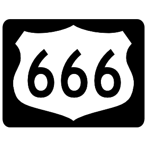 Highway 666 Sign With Black Border Sticker