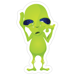 Crying Green Alien Sticker