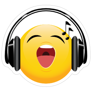 Cute Headphones Singing Loudly Emoji Sticker
