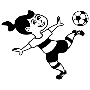 Girl Soccer Player Kicking Ball Sticker