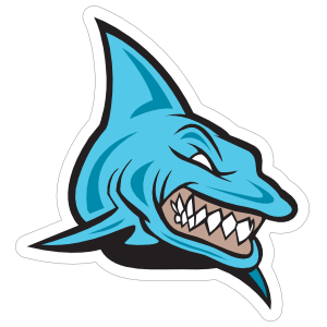 Menacing Blue Shark Mascot Sticker