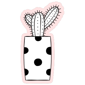 Pokey Cactus in Polka Dotted Pot Sticker