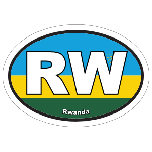 Rwanda RW Flag Oval Sticker
