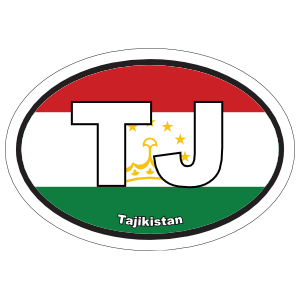 Tajikistan TJ Flag Oval Sticker