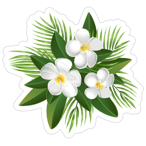 White Plumeria Flower Sticker