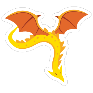 Yellow Amphithere with Orange Wings Dragon Sticker