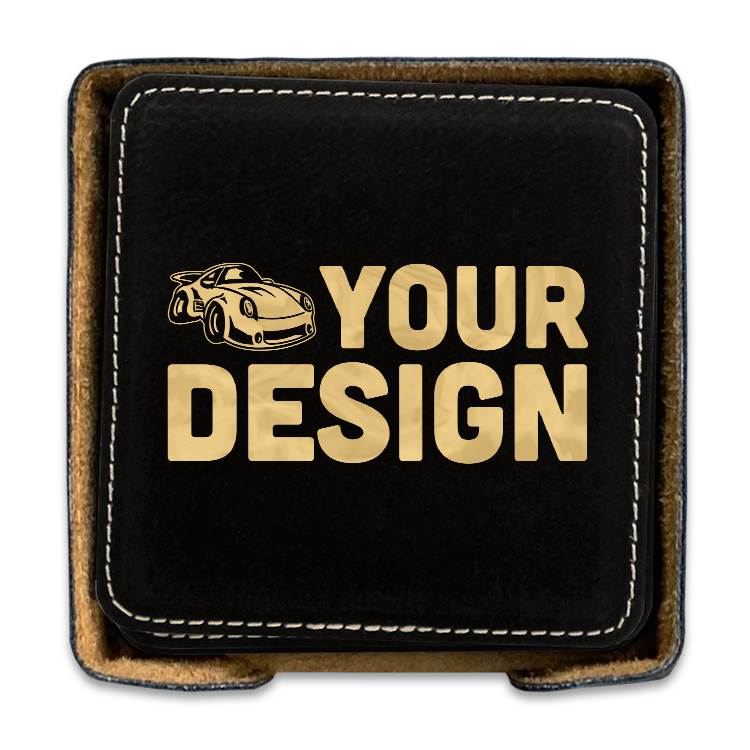 Set of 6 Engraved Leatherette Coasters - Design Yours Now!